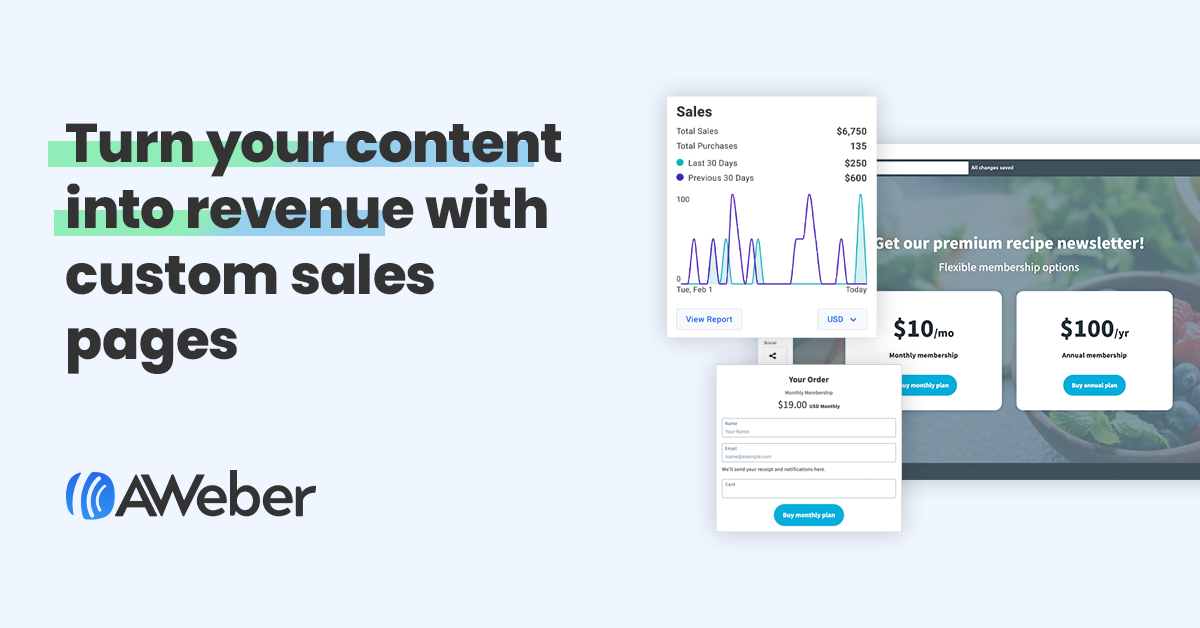 Ecommerce Landing Pages with Lowest Fees | AWeber